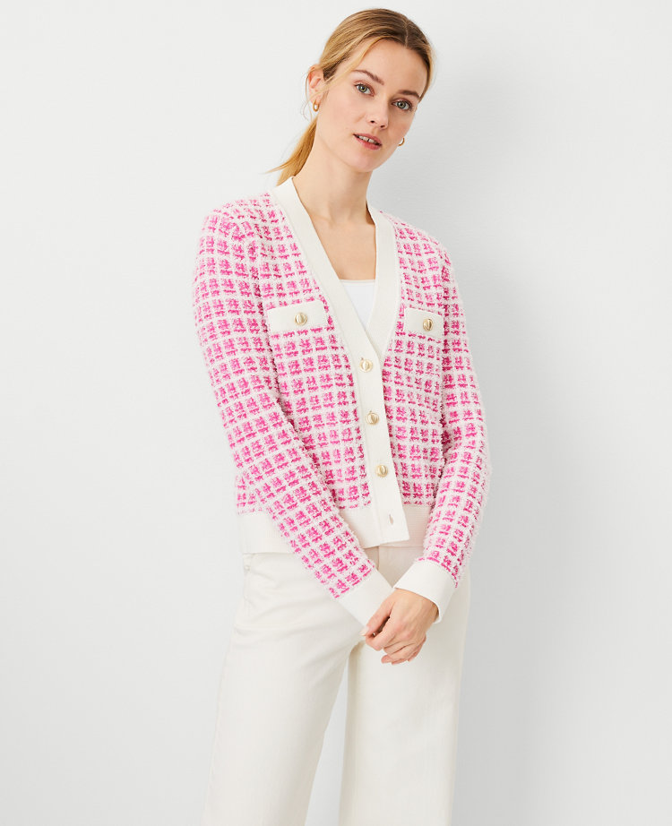 Tweedy V-Neck Cardigan Jacket
