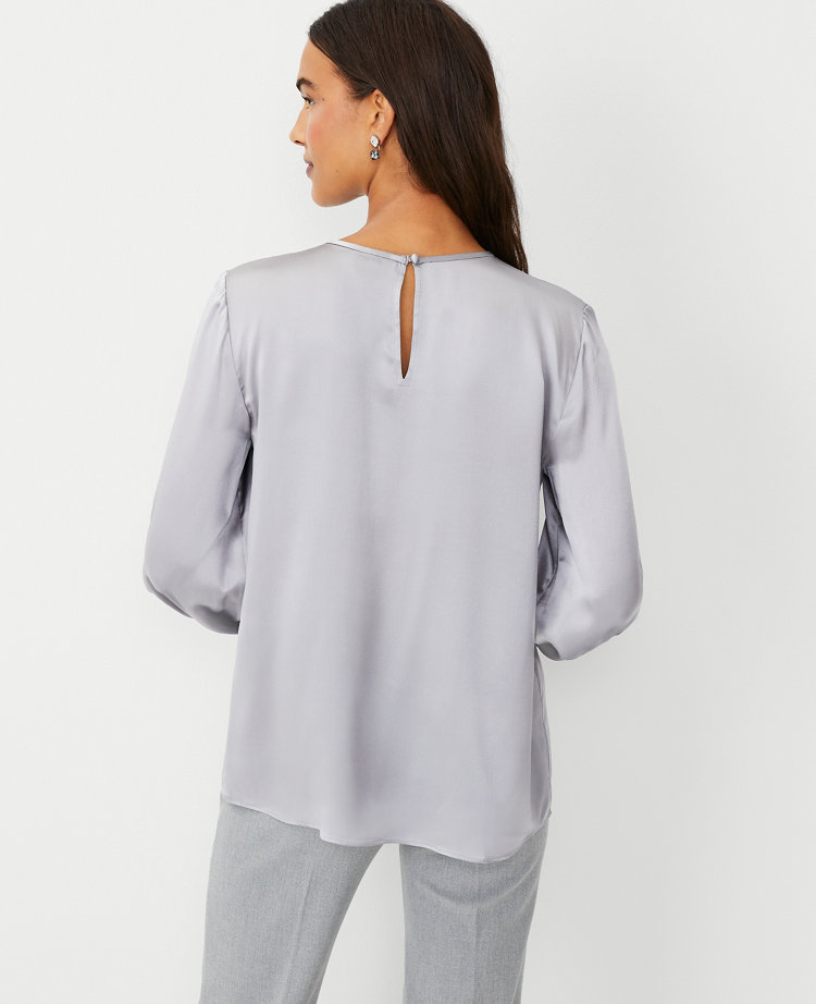 Studio Collection Pleat Neck Silk Blouse