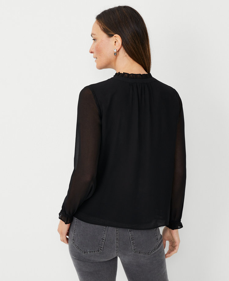 Ruffle Split Neck Top