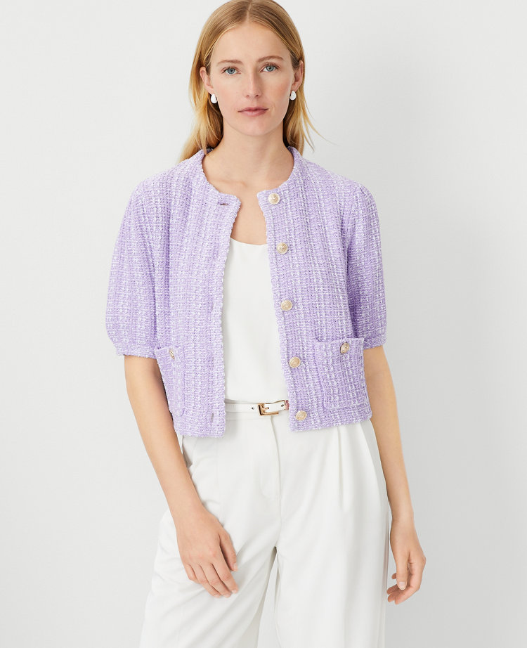 Textured Plaid Stitch Sweater Jacket