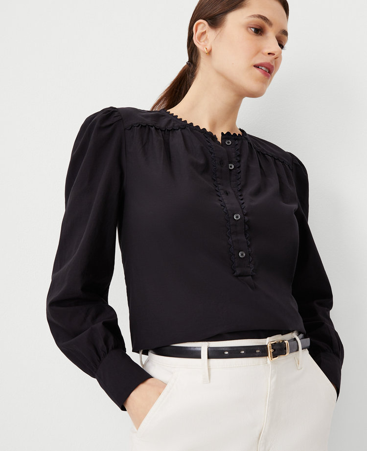 Ric Rac Trim Cotton Blend Popover