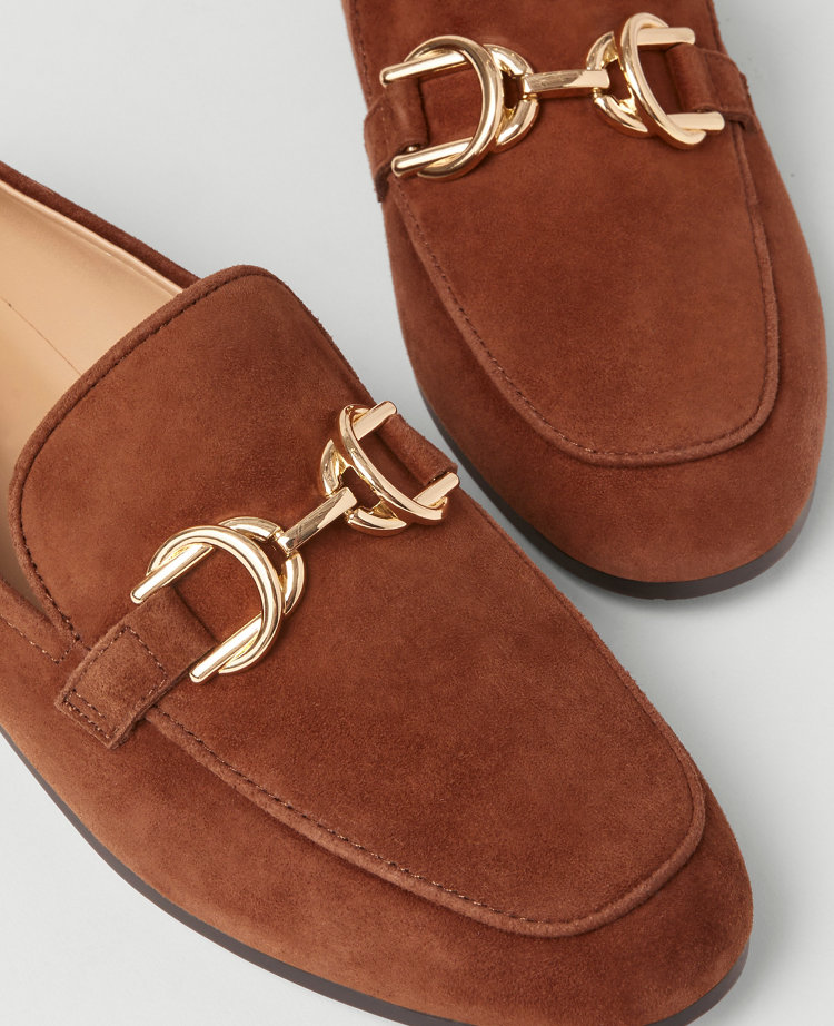 Chain Bit Suede Loafers