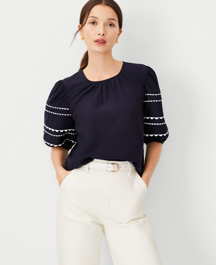 Cotton Blend Ric Rac Top