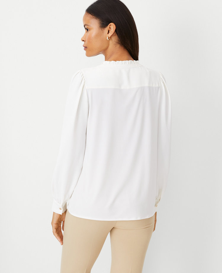 Petite Mixed Media Pintucked Top