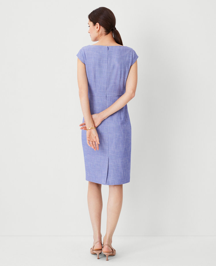 The Boatneck Cap Sleeve Sheath Dress in Cross Weave