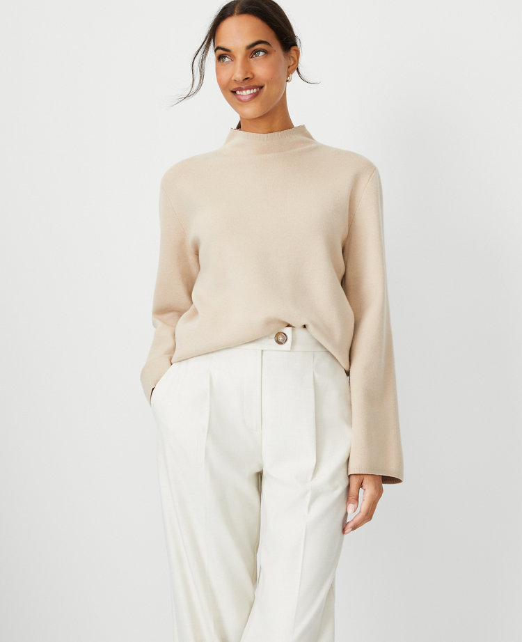 Mock Neck Flare Sleeve Sweater