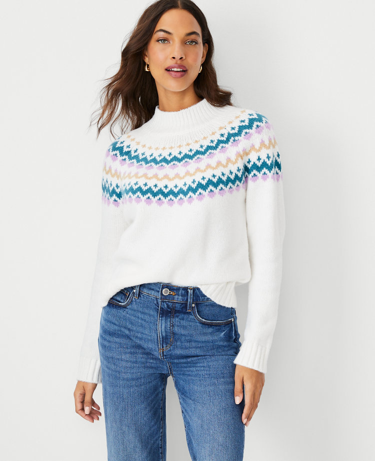 Fair Isle Mock Neck Sweater