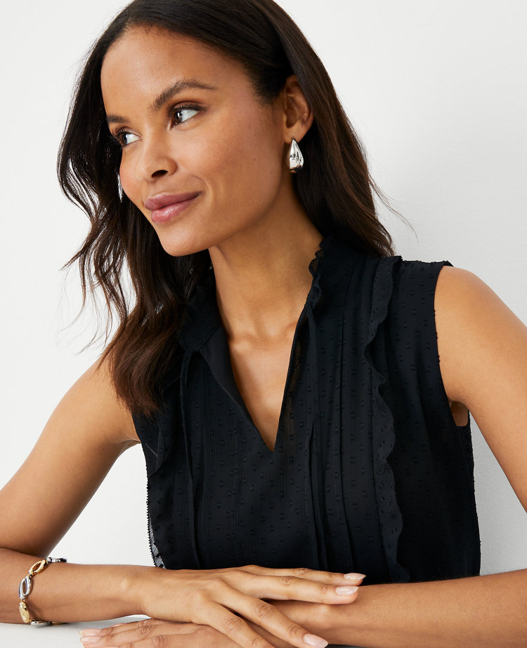 Clip Pintucked Ruffle Popover Shell