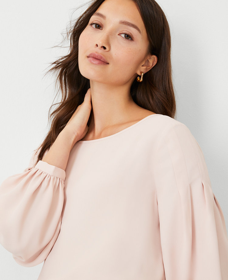 Boatneck Pleated Sleeve Top