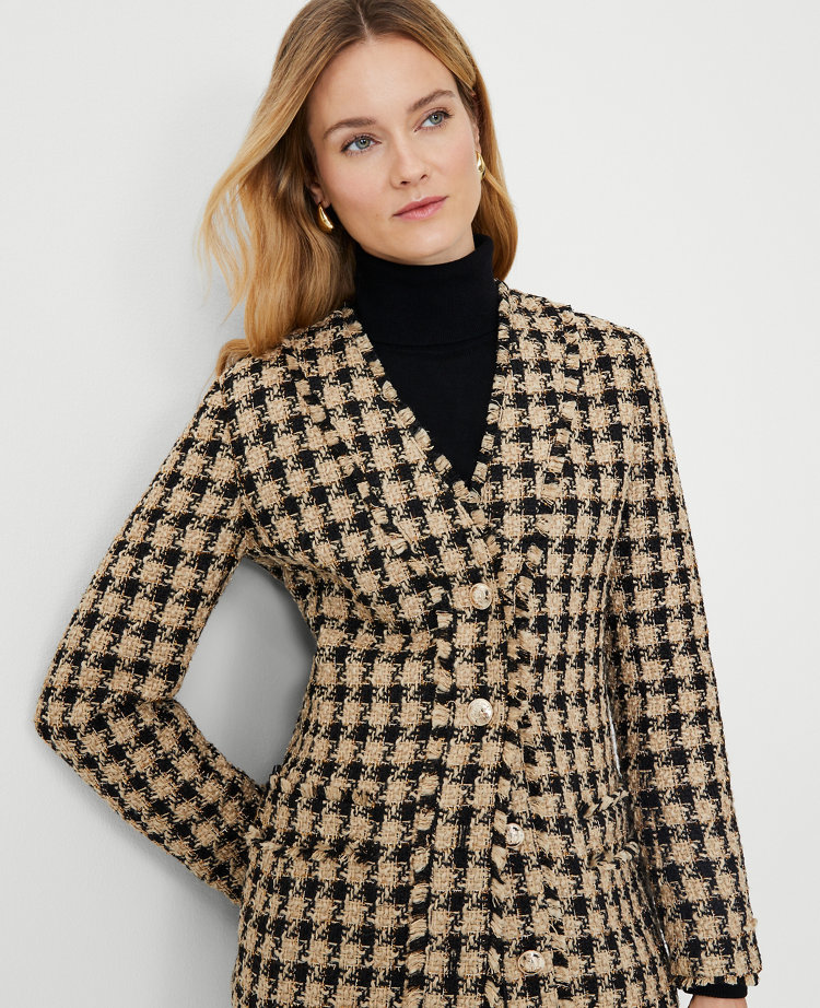 Tweed V-Neck Cardigan Jacket