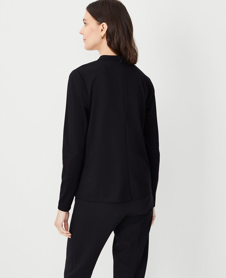 Side Button Mock Neck Top