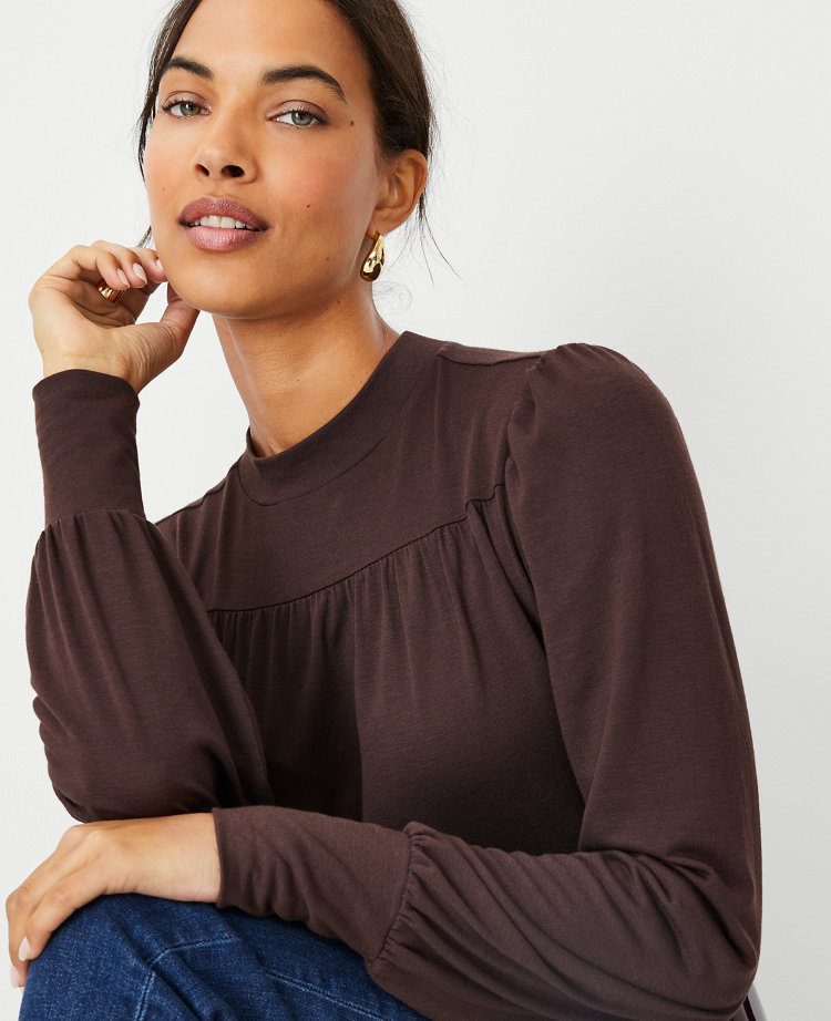 Blouson Mock Neck Top