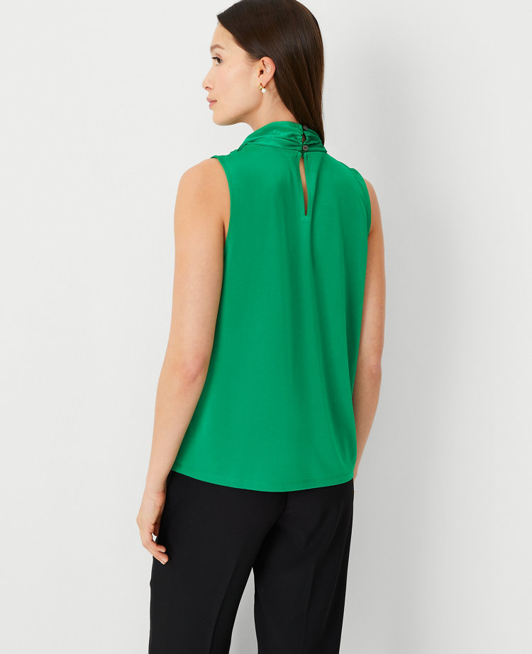 Asymmetrical Tie Neck Knit Shell
