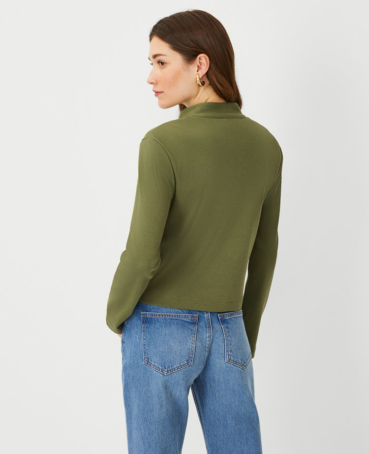 Mock Neck Cropped Knit Jacket