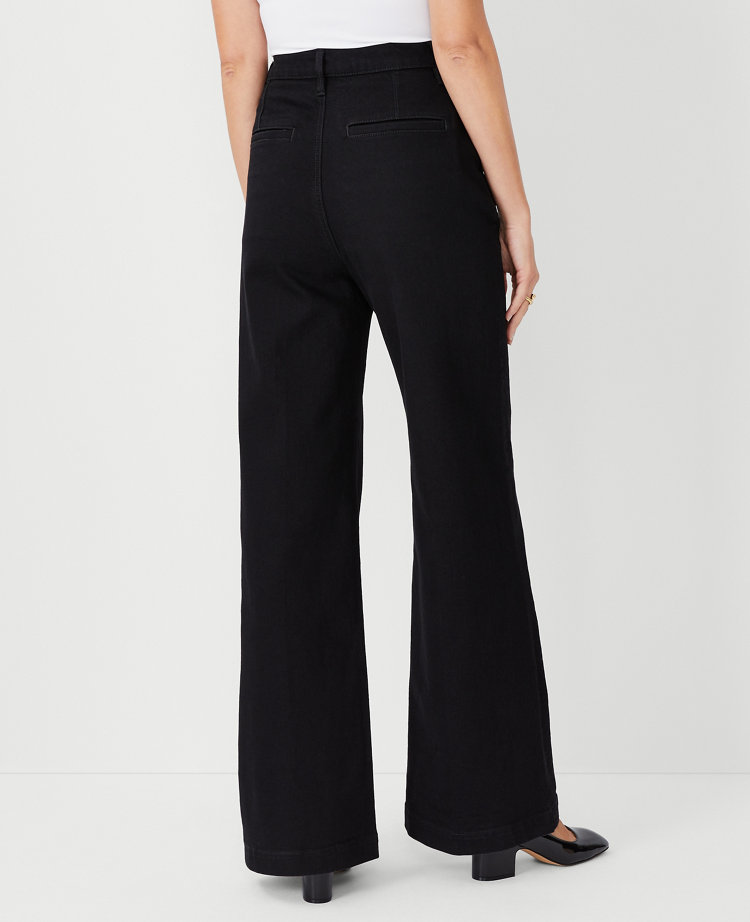 Petite High Rise Trouser Jeans in Washed Black