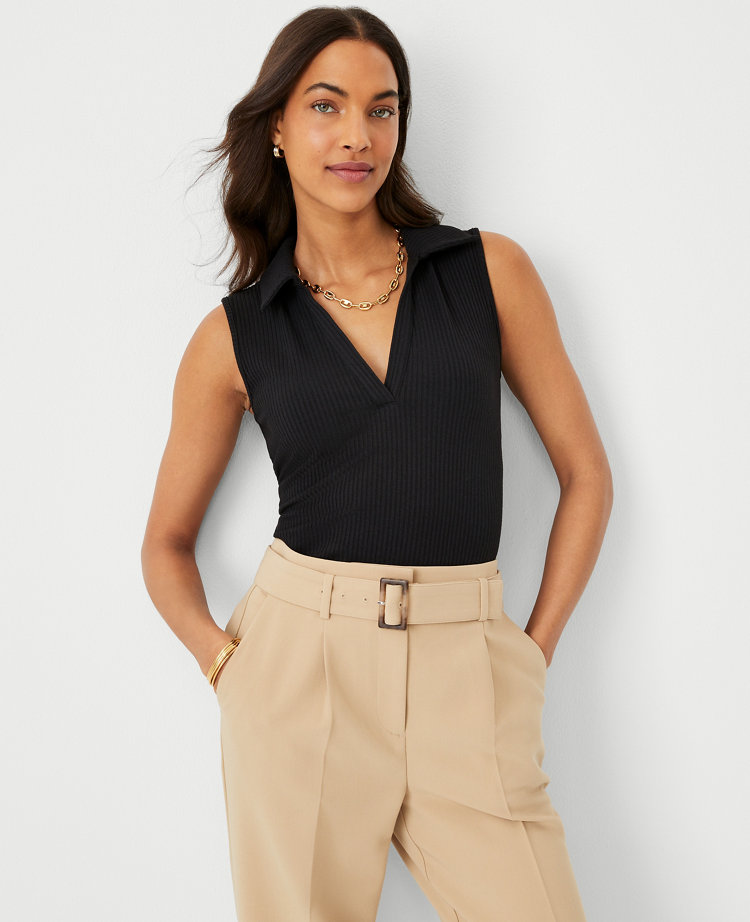 Ribbed Polo Tank Top