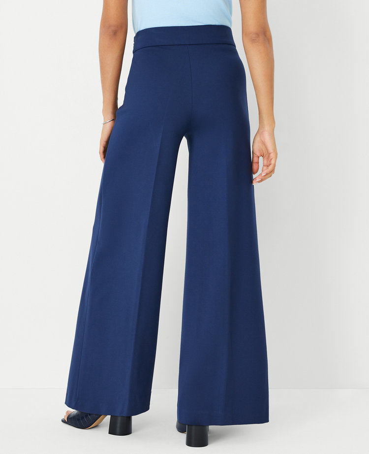 The Side Zip Wide Leg Pant in Ponte