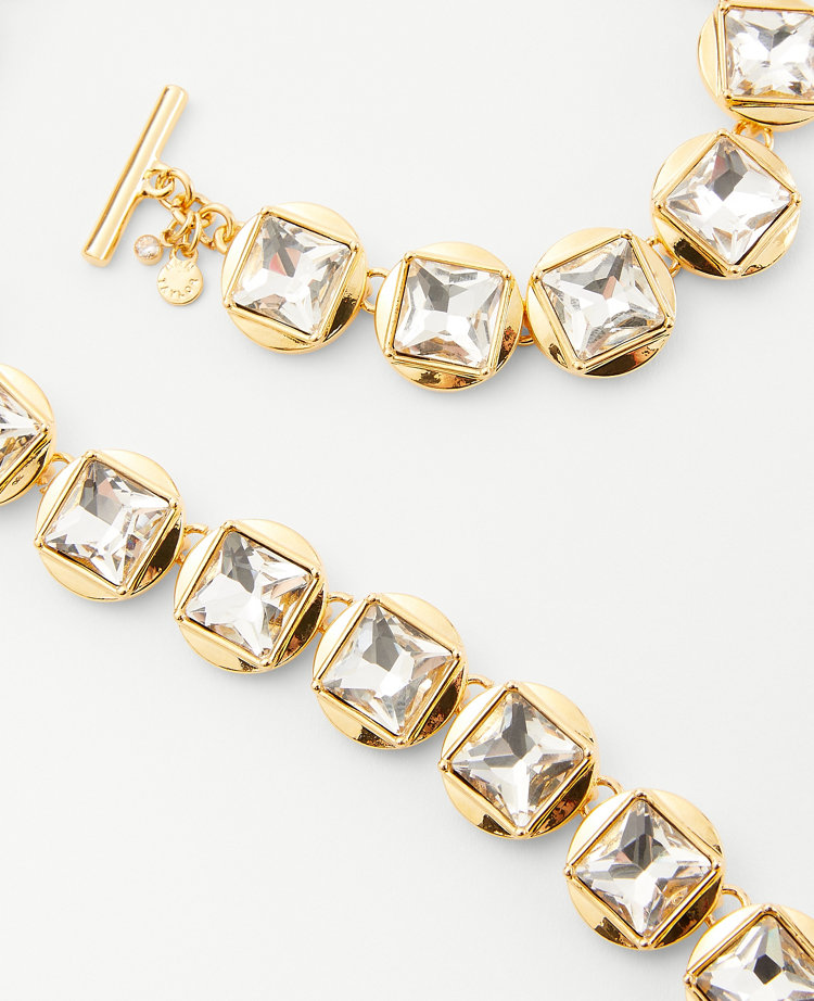 Rectangular Crystal Metallic Necklace
