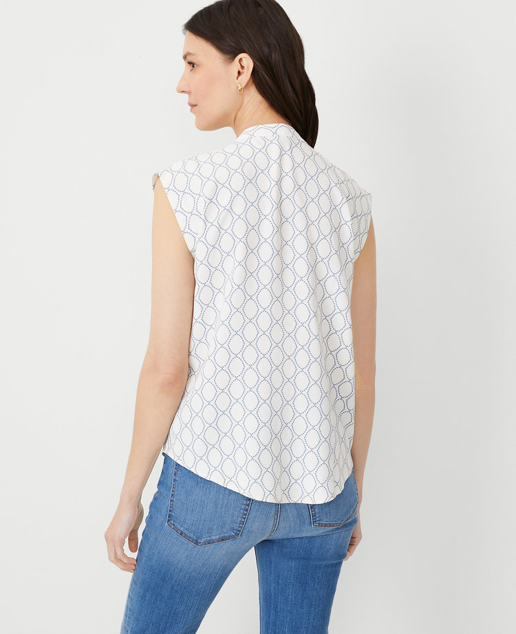 Geo Mock Neck Sleeveless Top