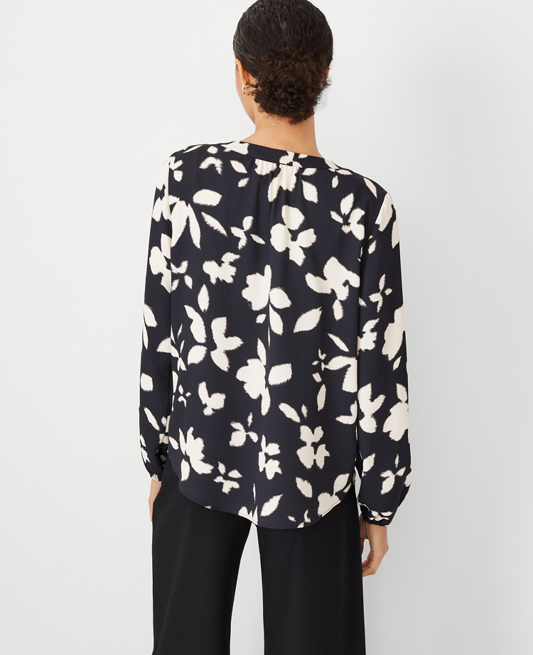 Tall Shirred Floral Split Neck Popover