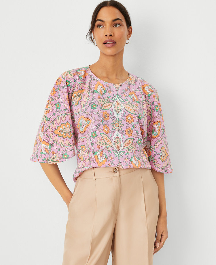 Studio Collection Floral Silk Cape Blouse