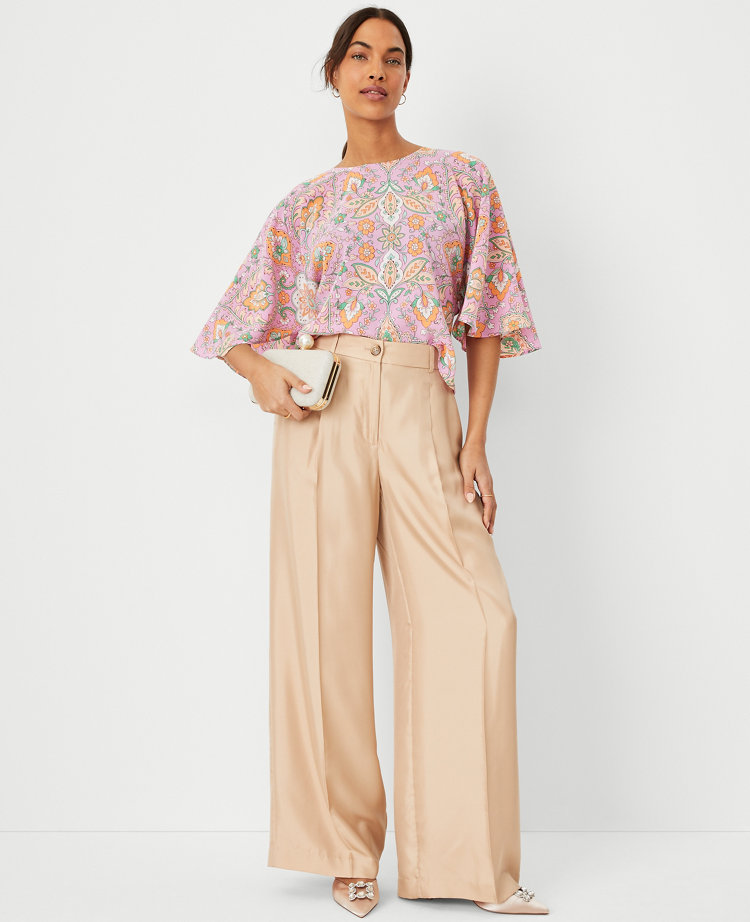 Studio Collection Floral Silk Cape Blouse