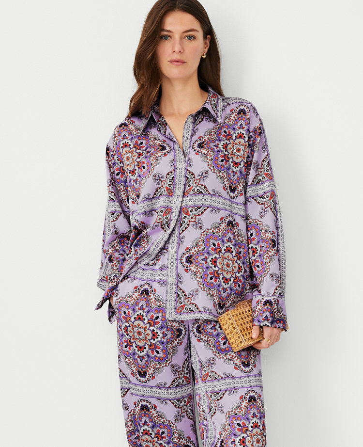 Tile Print Oversized Shirt
