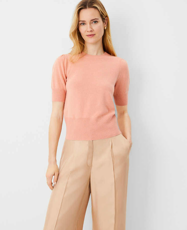 Studio Collection Cashmere Puff Sleeve Sweater Tee