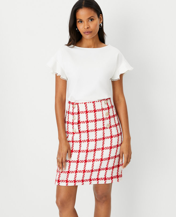 Ruffle Sleeve Boatneck Top