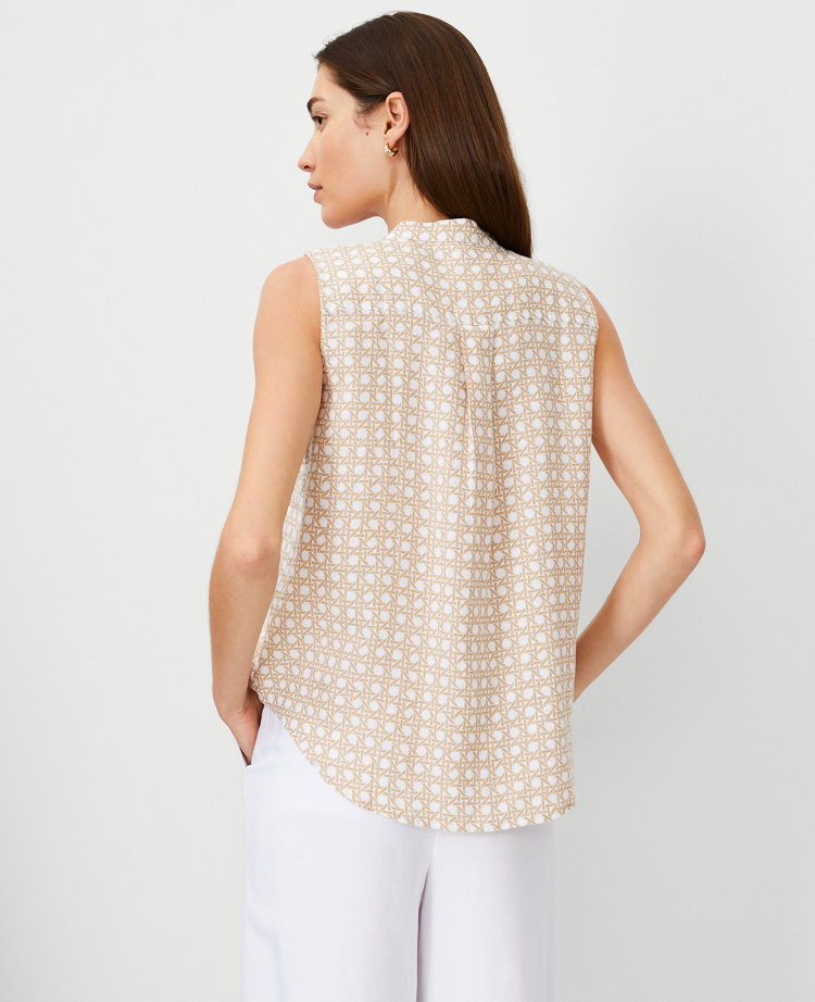 Linen Blend Split Neck Popover