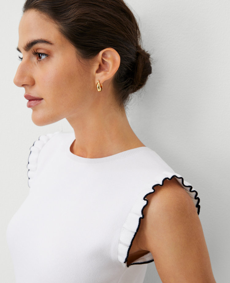 Tipped Ruffle Trim Shell