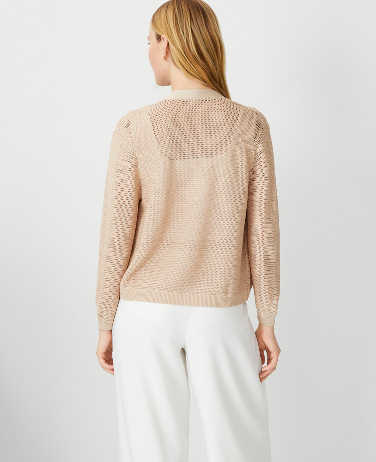 Petite Mesh Stitch Open Cardigan