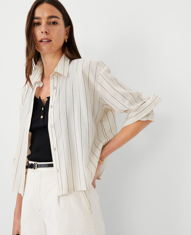 Petite Weekend Striped Drop Shoulder Shirt