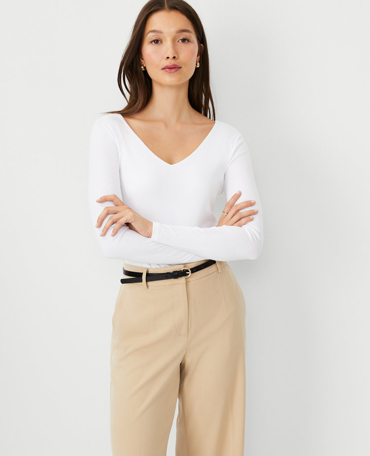 Wide V-Neck Pima Cotton Top