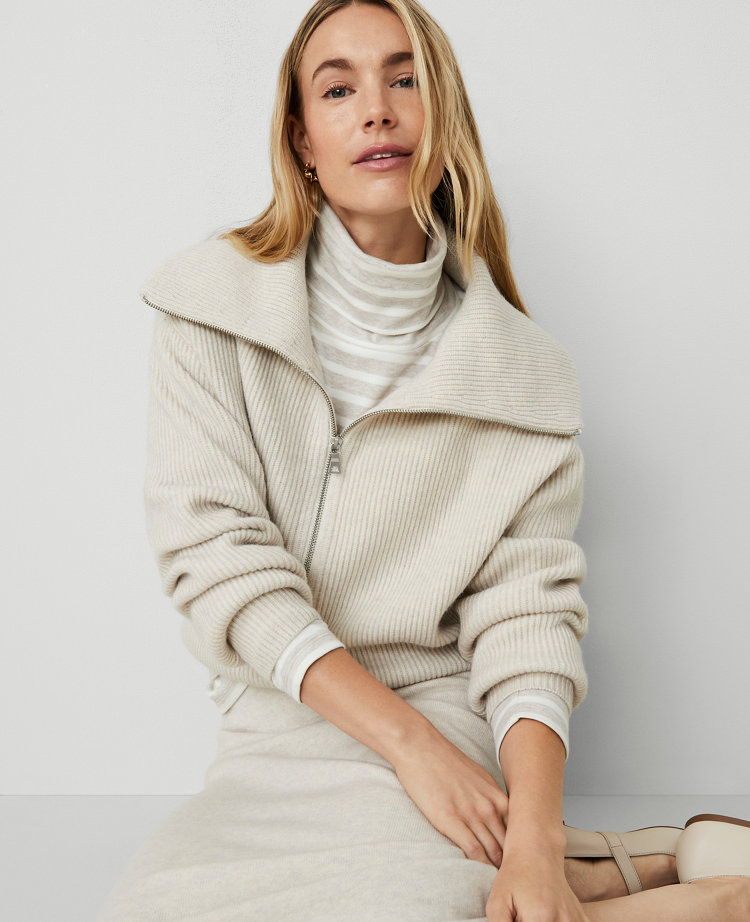 Weekend Ribbed Half Zip Sweater
