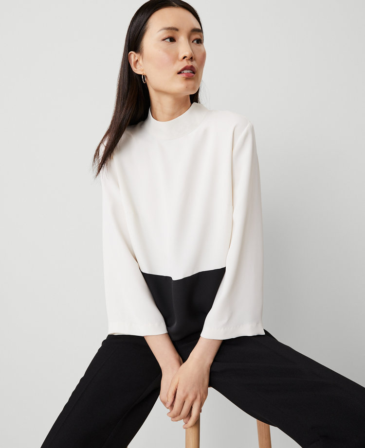 Colorblock Mock Neck Top