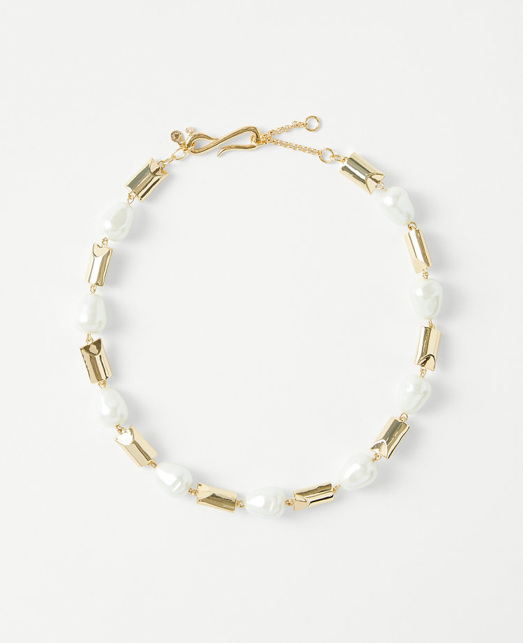 Pearlized Mixed Metal Statement Necklace