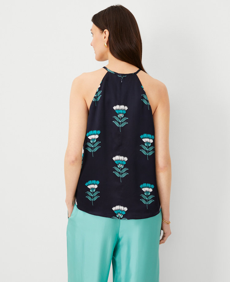 Studio Collection Floral Silk Halter Top