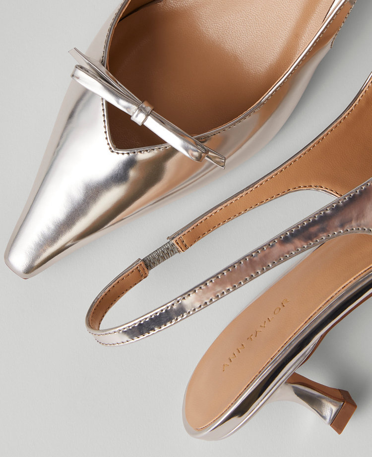 Mini Bow Slingback Metallic Pump