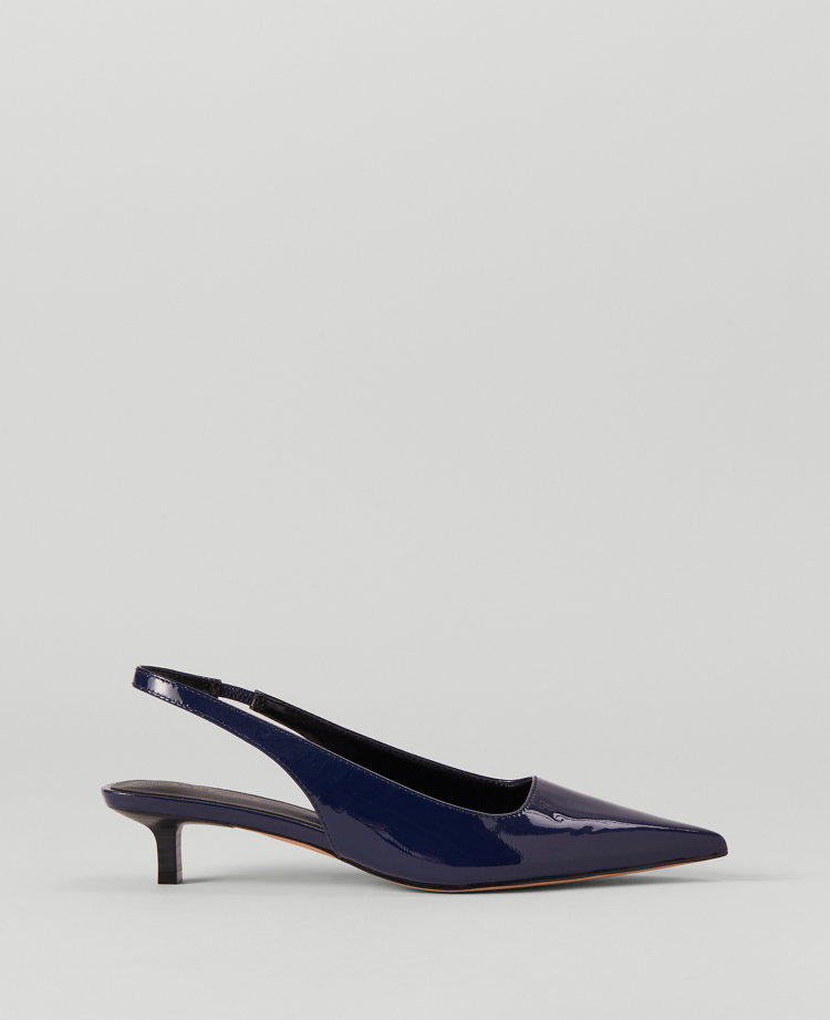 Patent Leather Kitten Heel Slingback Pumps