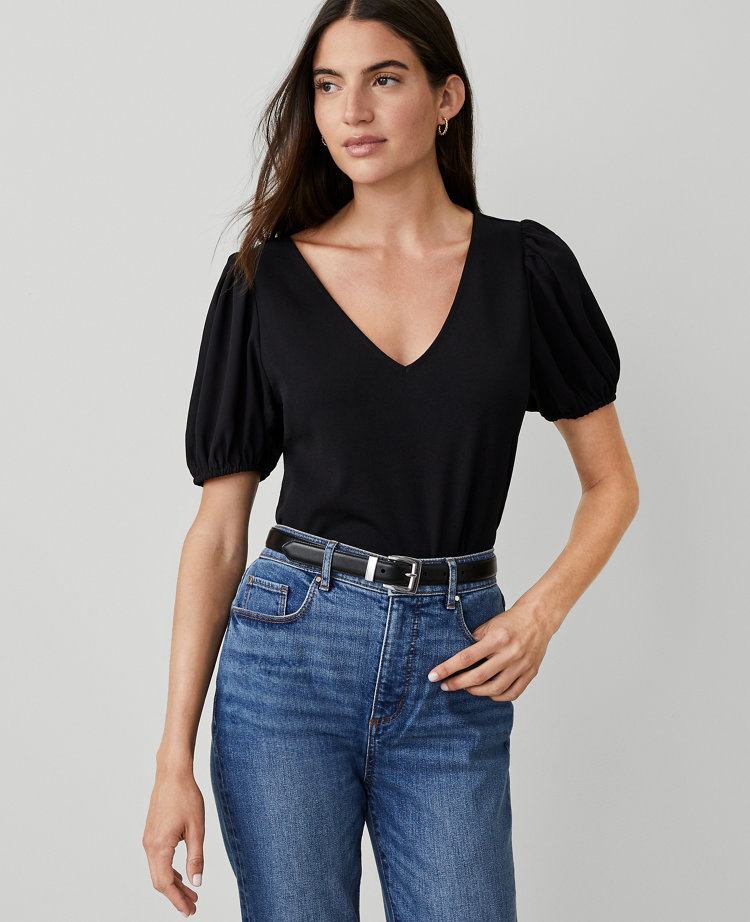 Puff Sleeve V-Neck Top
