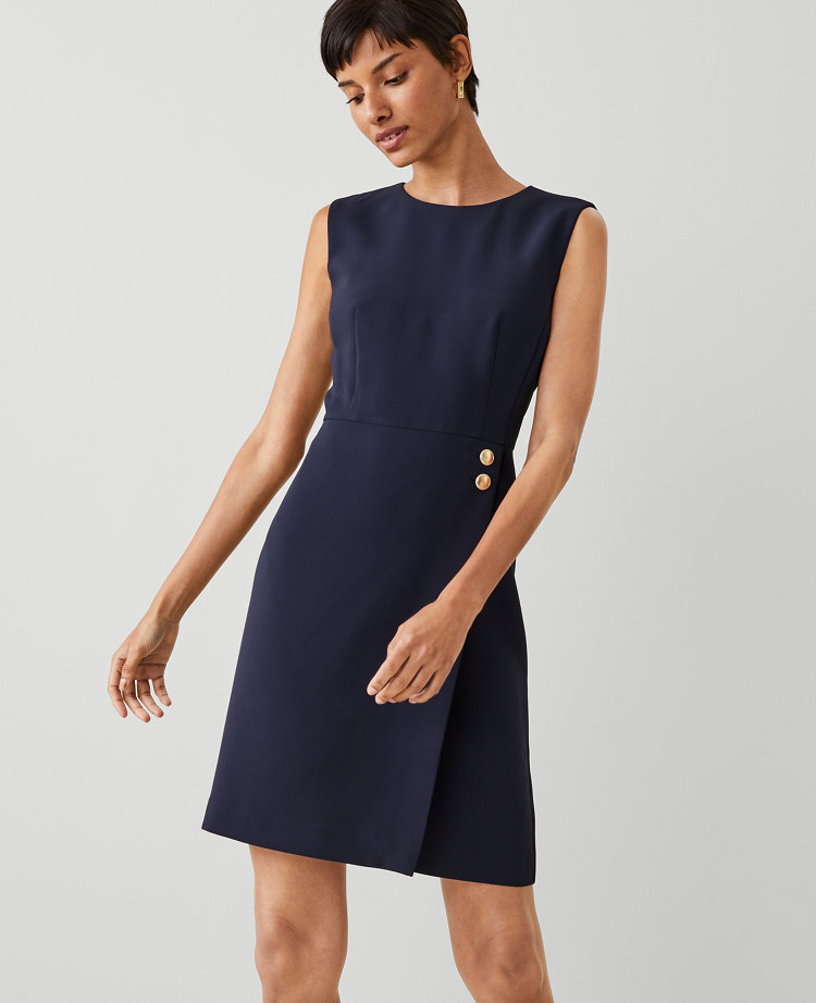 Petite Button Waist Sheath Dress