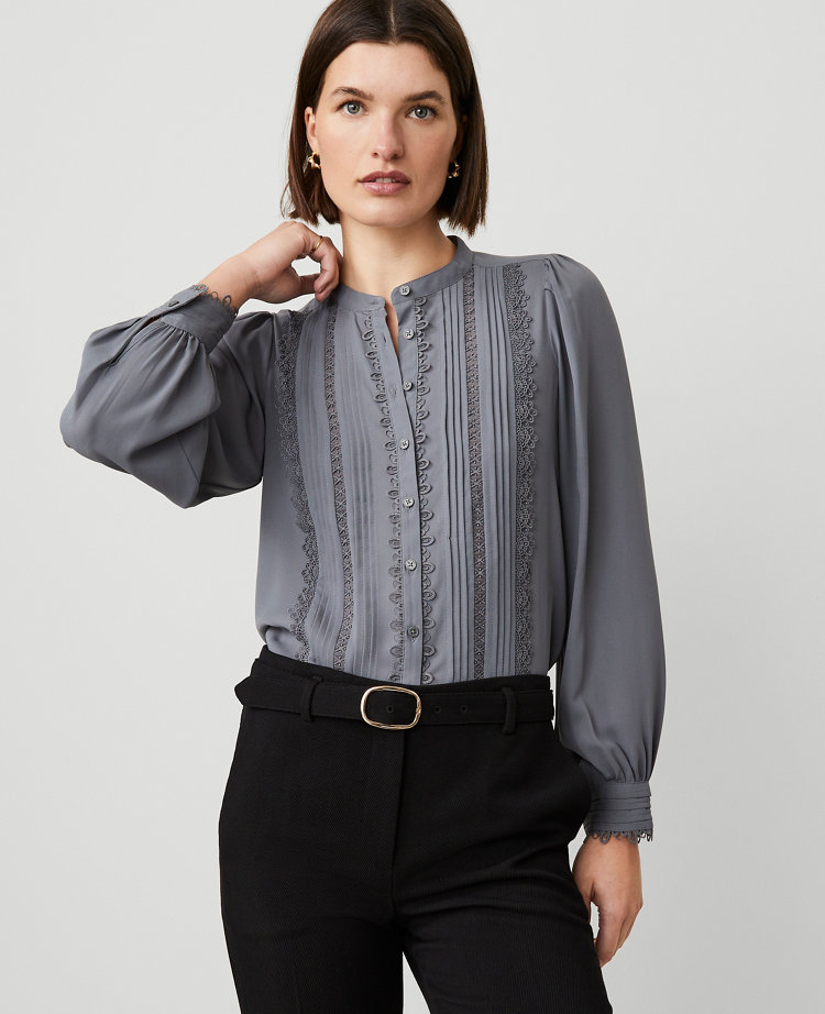 Pintuck Button Down Blouse