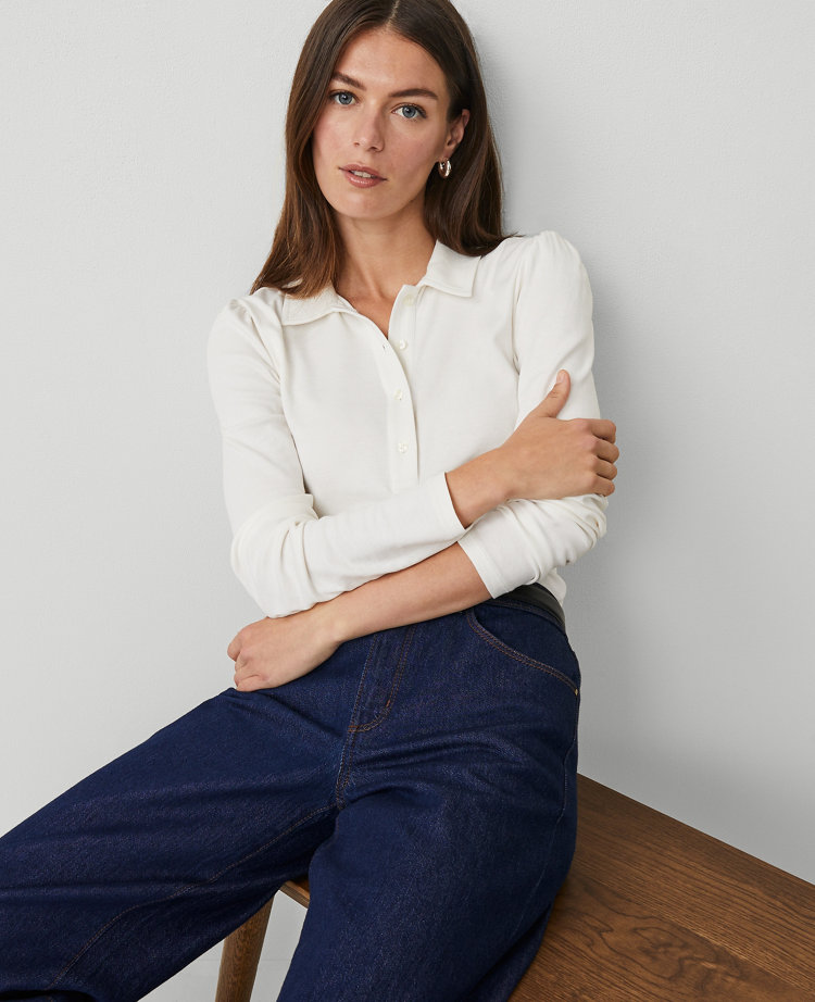Women's White Long Sleeve Shirts & Tops | Ann Taylor