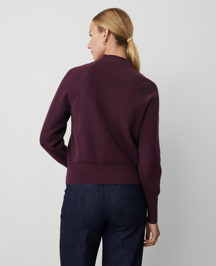 Raglan Button Crew Neck Sweater