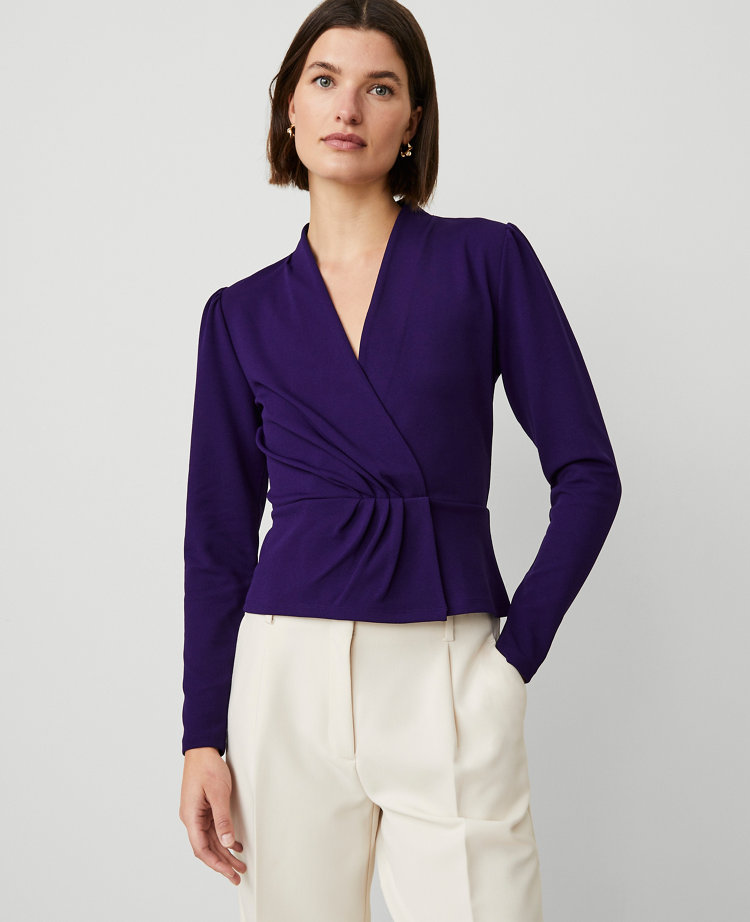 Pleat Waist Wrap Top
