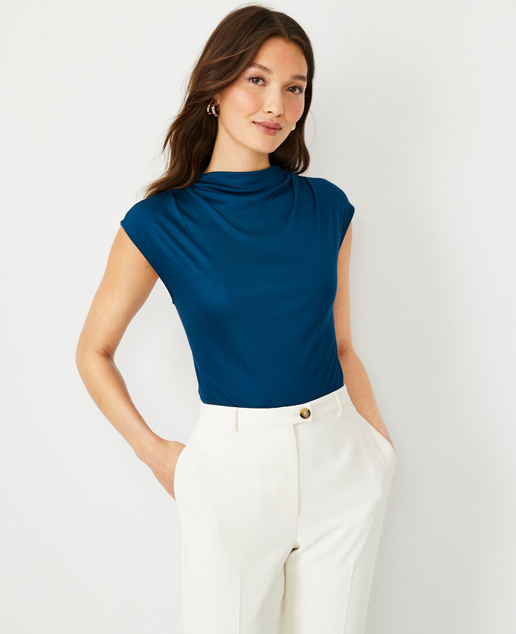 Draped Mock Neck Top
