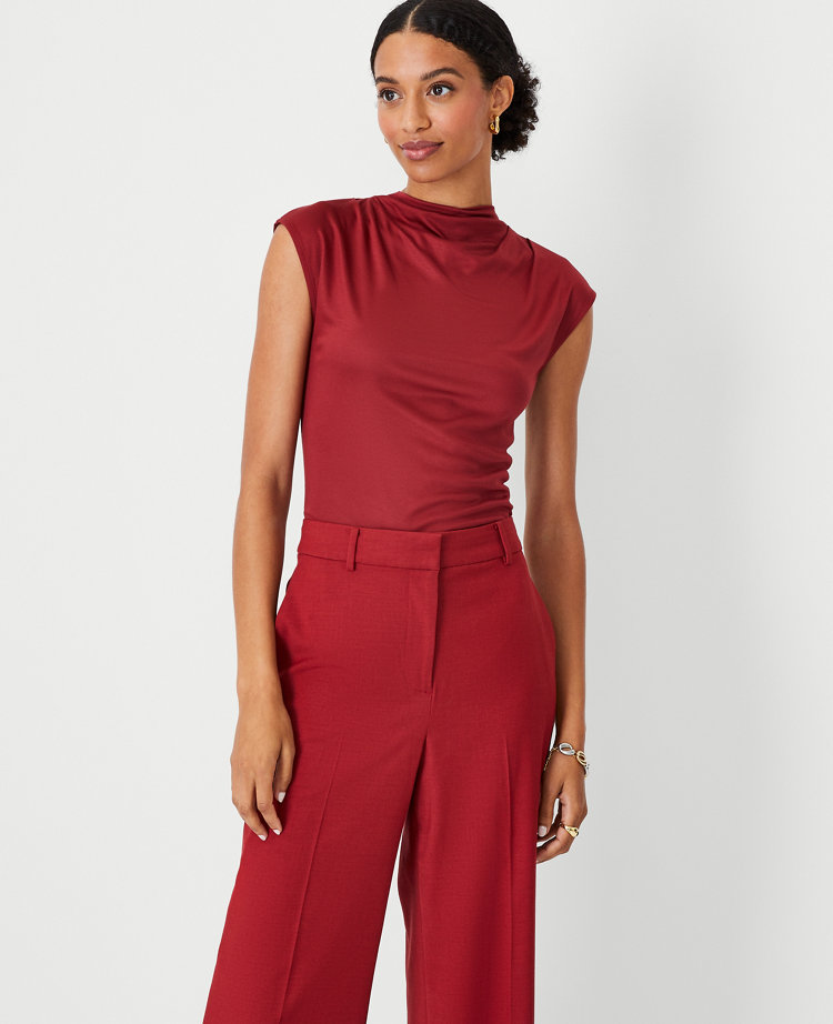 Draped Mock Neck Top