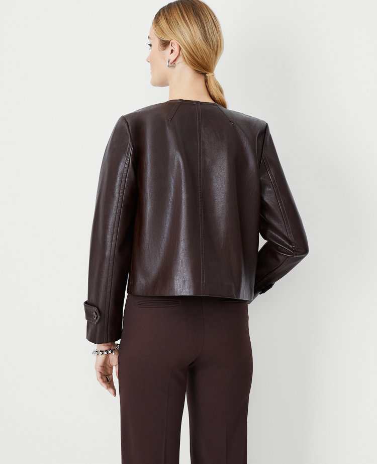 Pebbled Faux Leather Cocoon Jacket