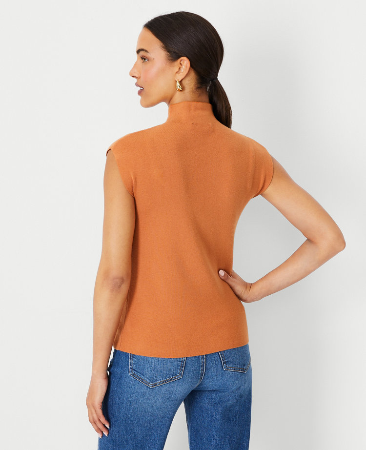 Wide Shoulder Mock Neck Sweater Shell